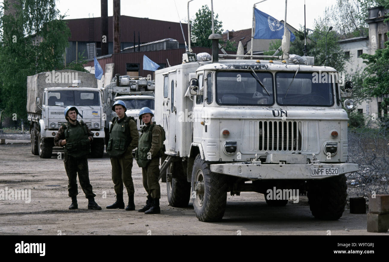 9th May 1993 During the Siege of Sarajevo: Ukrainian soldiers stand ...