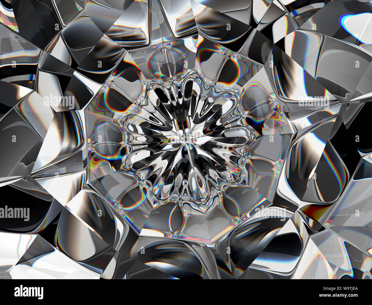 Abstract diamond structure extreme closeup and kaleidoscope. top view ...