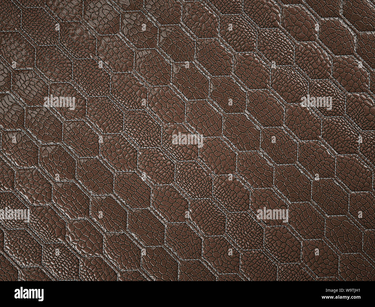 Alligator or crocodile brown Leather. hexagon or honeycomb stitched ...
