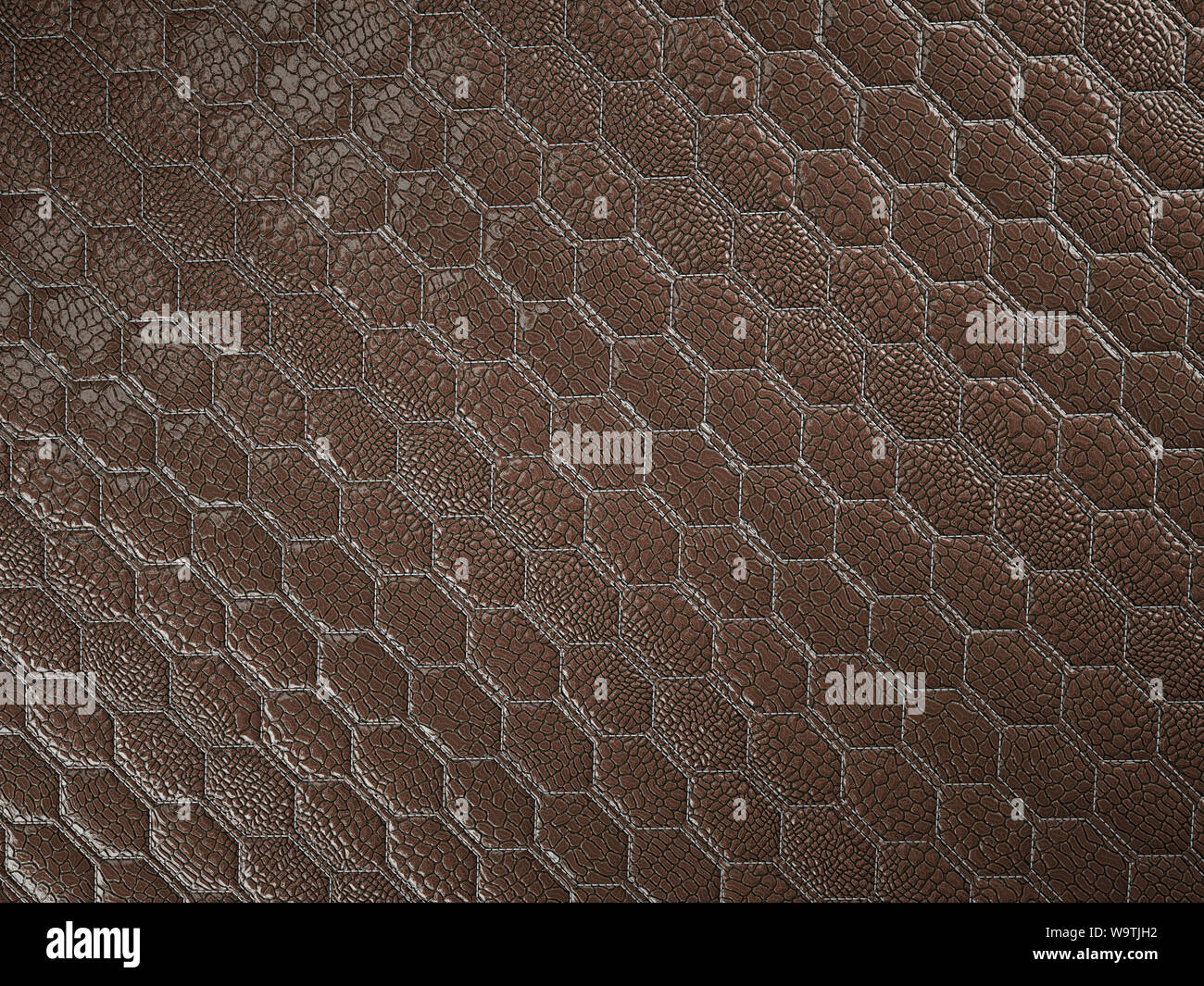 Alligator or crocodile brown Leather. hexagon or honeycomb stitched ...