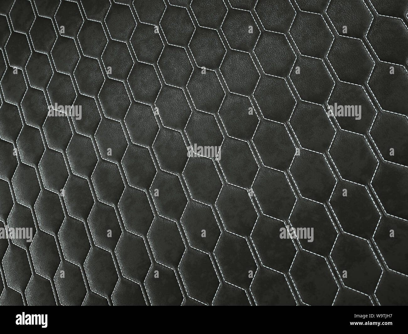 Leather stitched hexagon or honecomb black shiny texture or background ...
