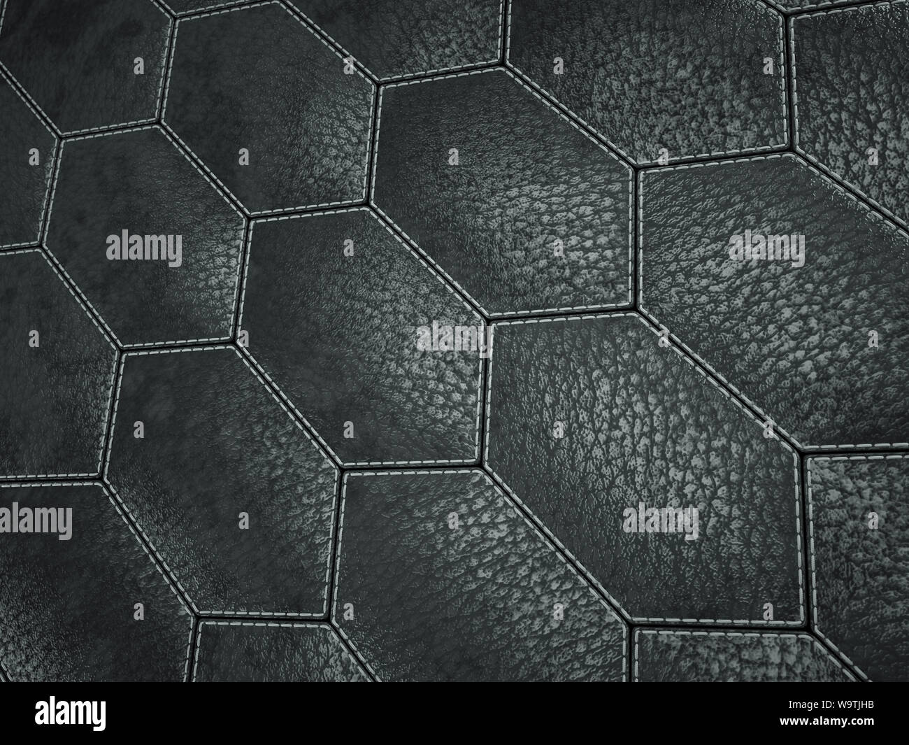 Leather stitched hexagon or honecomb black shiny texture or background ...