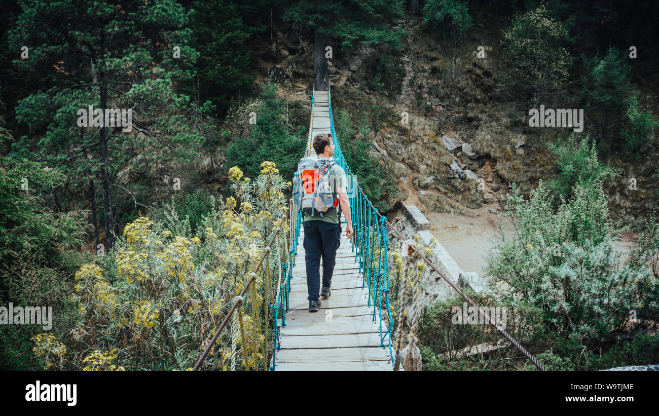 One hiker on a bridge to Ajusco Mountain, Mexico City Stock Photo - Alamy