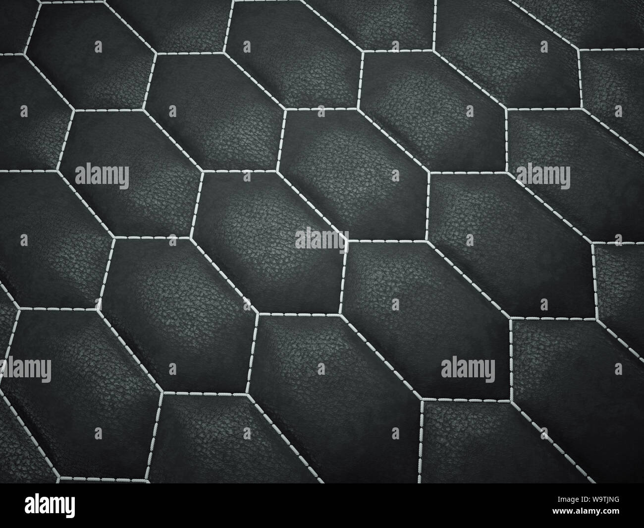 Leather stitched hexagon or honecomb black shiny texture or background ...