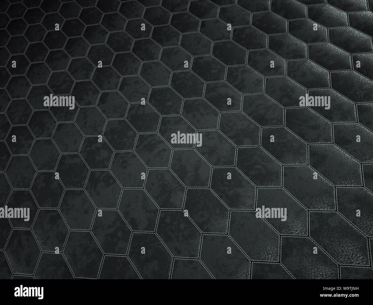 Leather stitched hexagon or honecomb black shiny texture or background ...