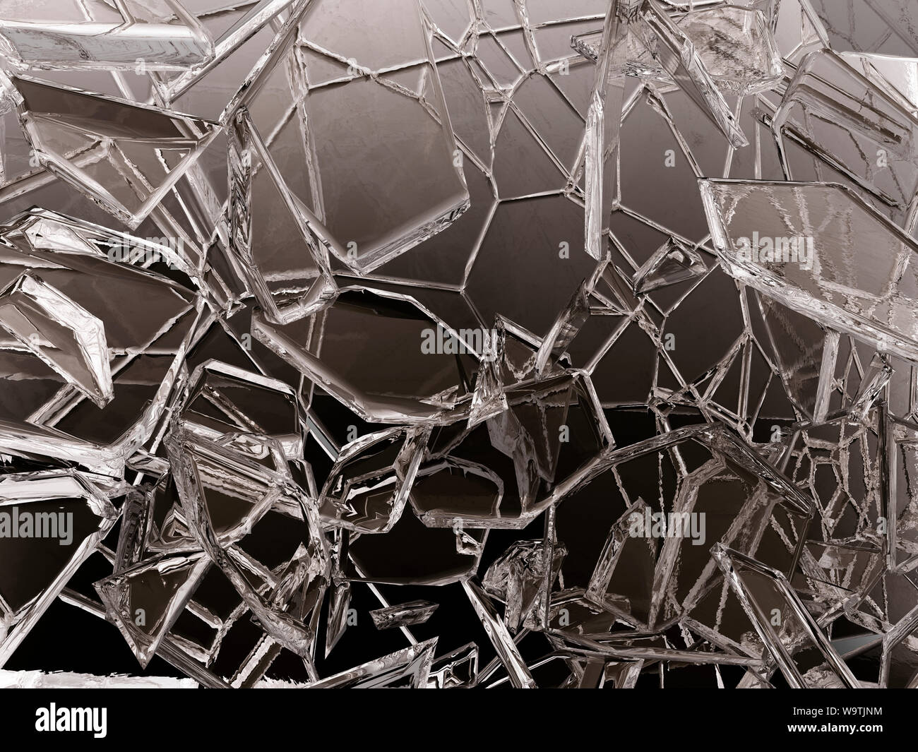 Pieces of transparent glass broken or cracked, 3d illustration; 3d ...