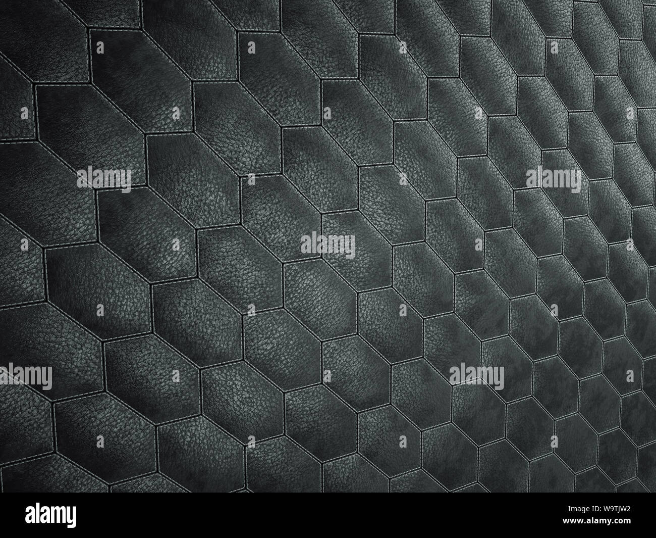 Leather stitched hexagon or honecomb black shiny texture or background ...