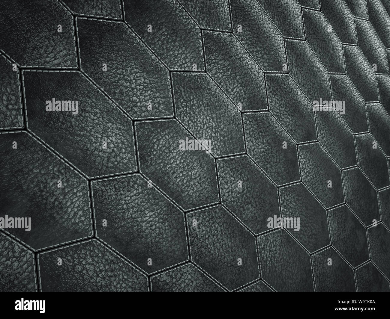 Leather stitched hexagon or honecomb black shiny texture or background ...