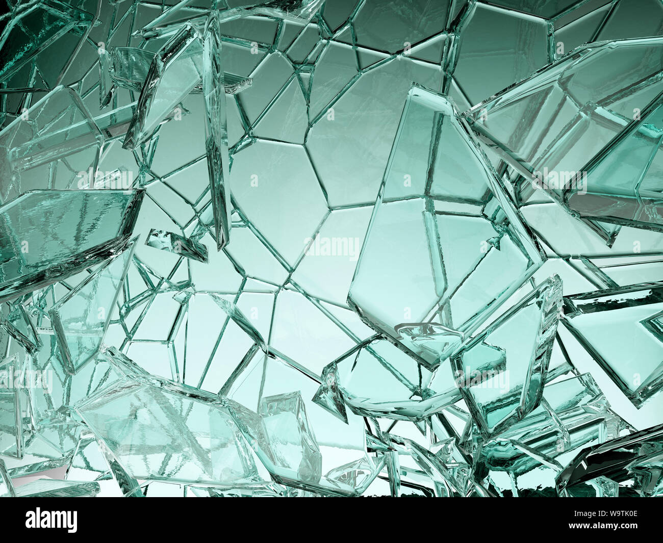 Pieces of transparent glass broken or cracked, 3d illustration; 3d ...