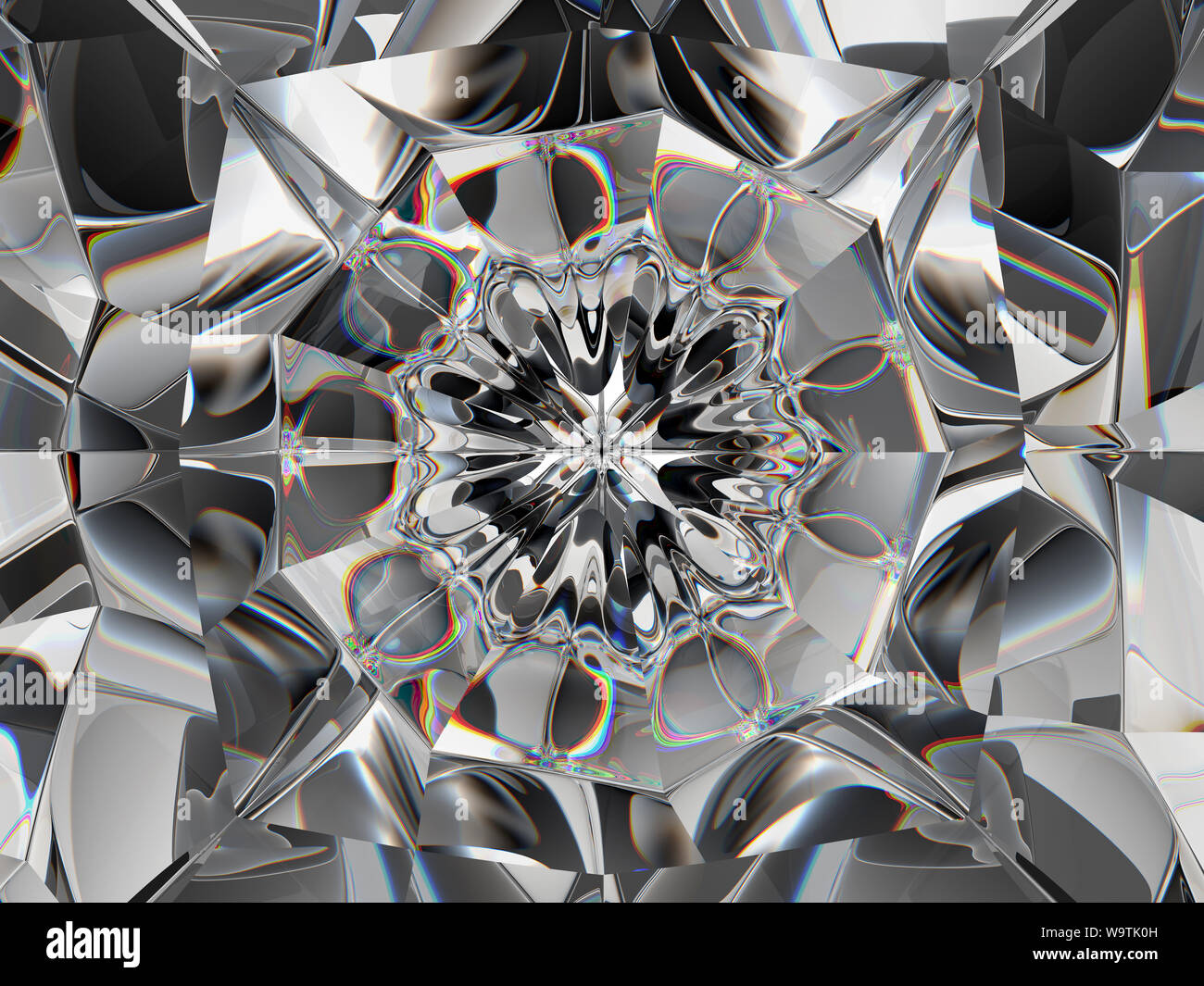 Abstract Gemstone or diamond texture closeup and kaleidoscope. 3d ...