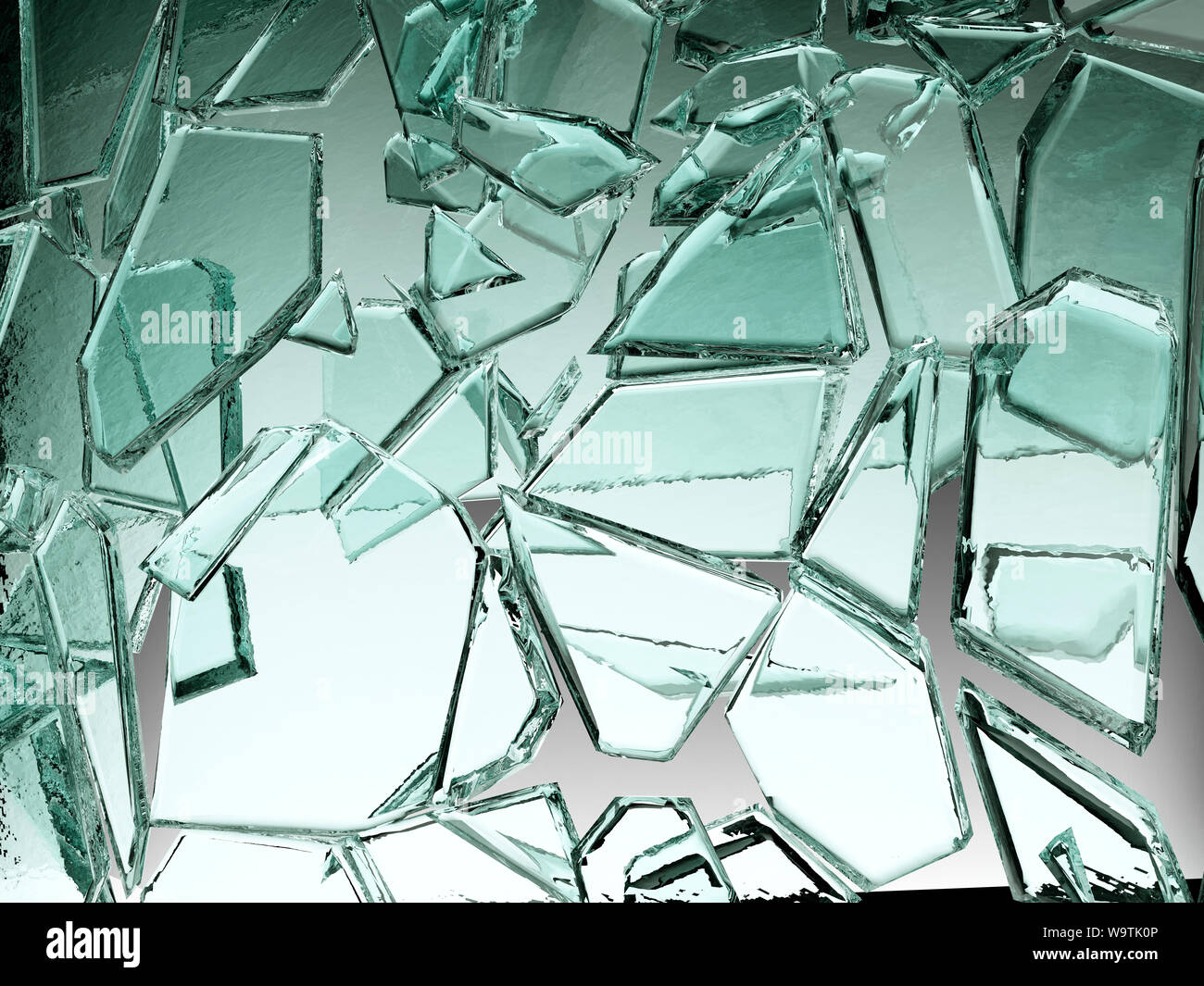 Pieces of transparent glass broken or cracked, 3d illustration; 3d ...