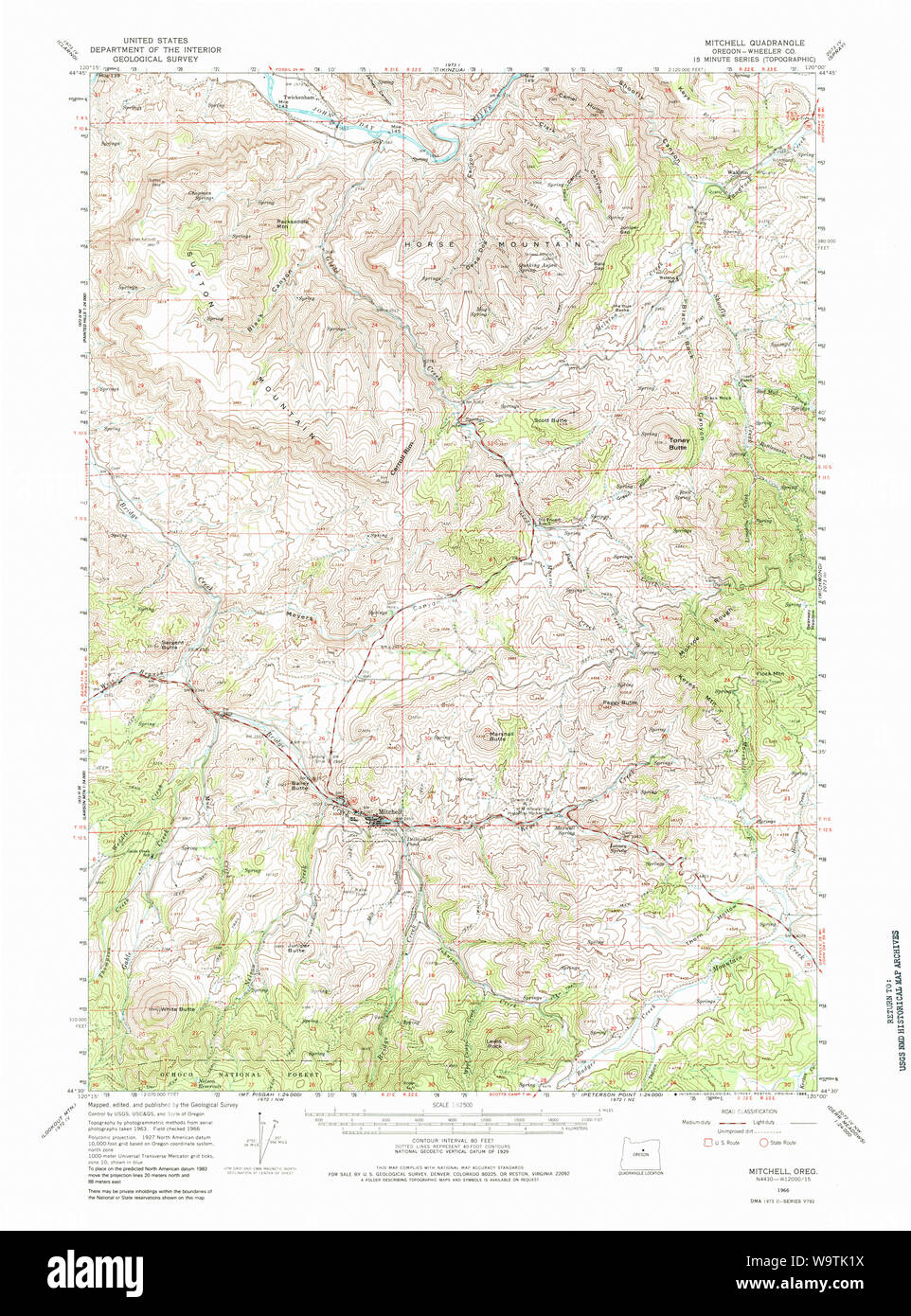 Mitchell map of oregon hi-res stock photography and images - Alamy