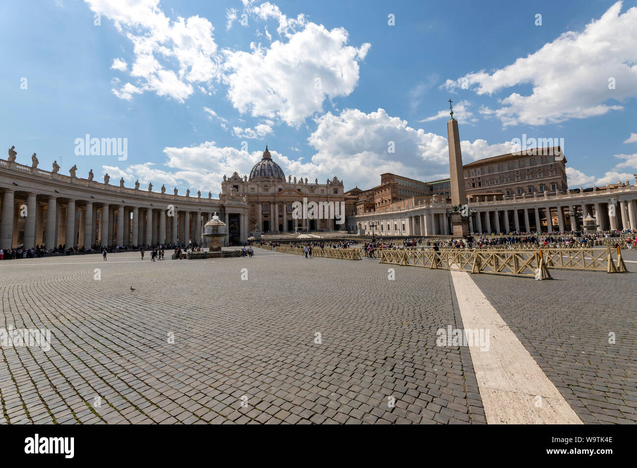 View of St. Peter's Square, in Rome, with the colonnade and the ...