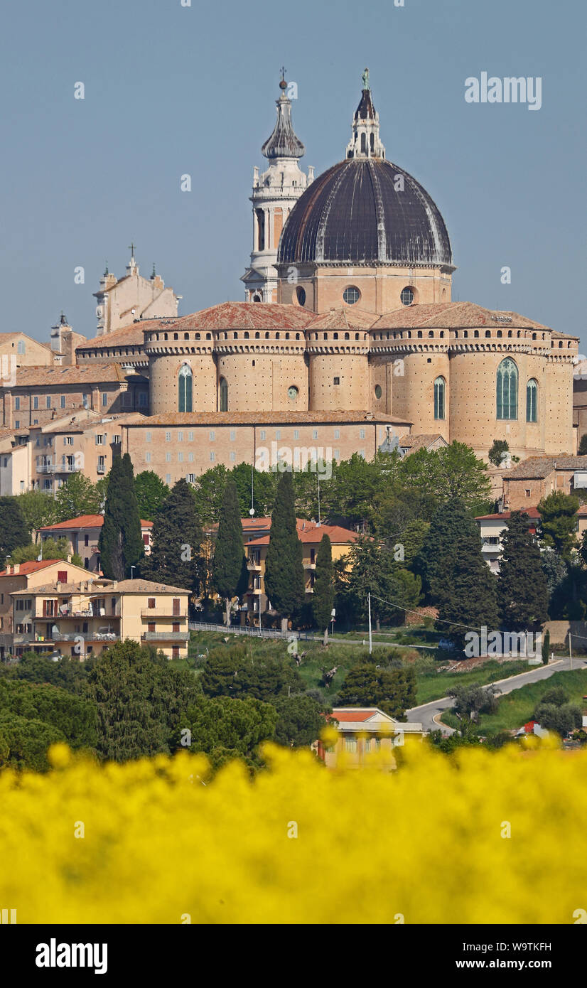 The basilica of the holy house or santuario della santa casa in Loreto ...