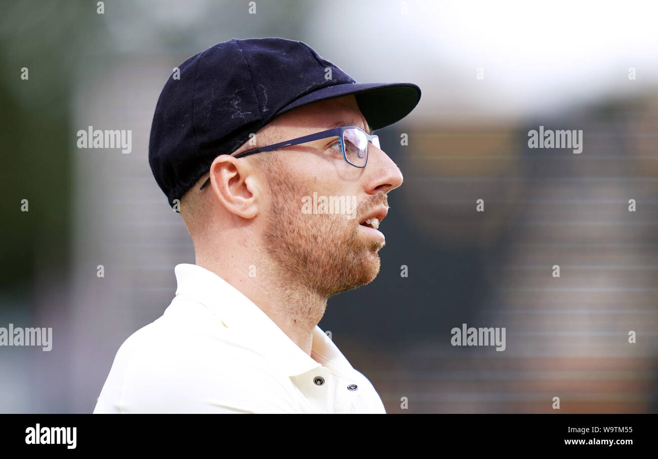 England's Jack Leach during day two of the Ashes Test match at Lord's ...