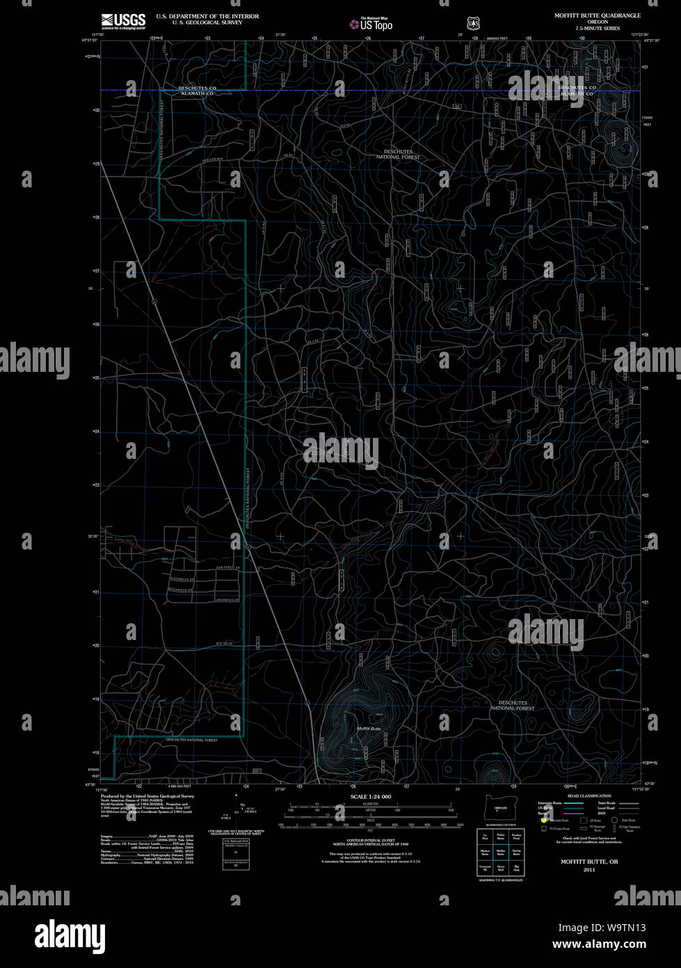 USGS Topo Map Oregon Moffitt Butte 20110818 TM Inverted Restoration ...