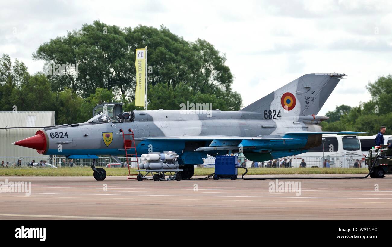 Romanian Air Force Mikoyan-Gurevich MiG-21 fighter jet at the 2019 ...