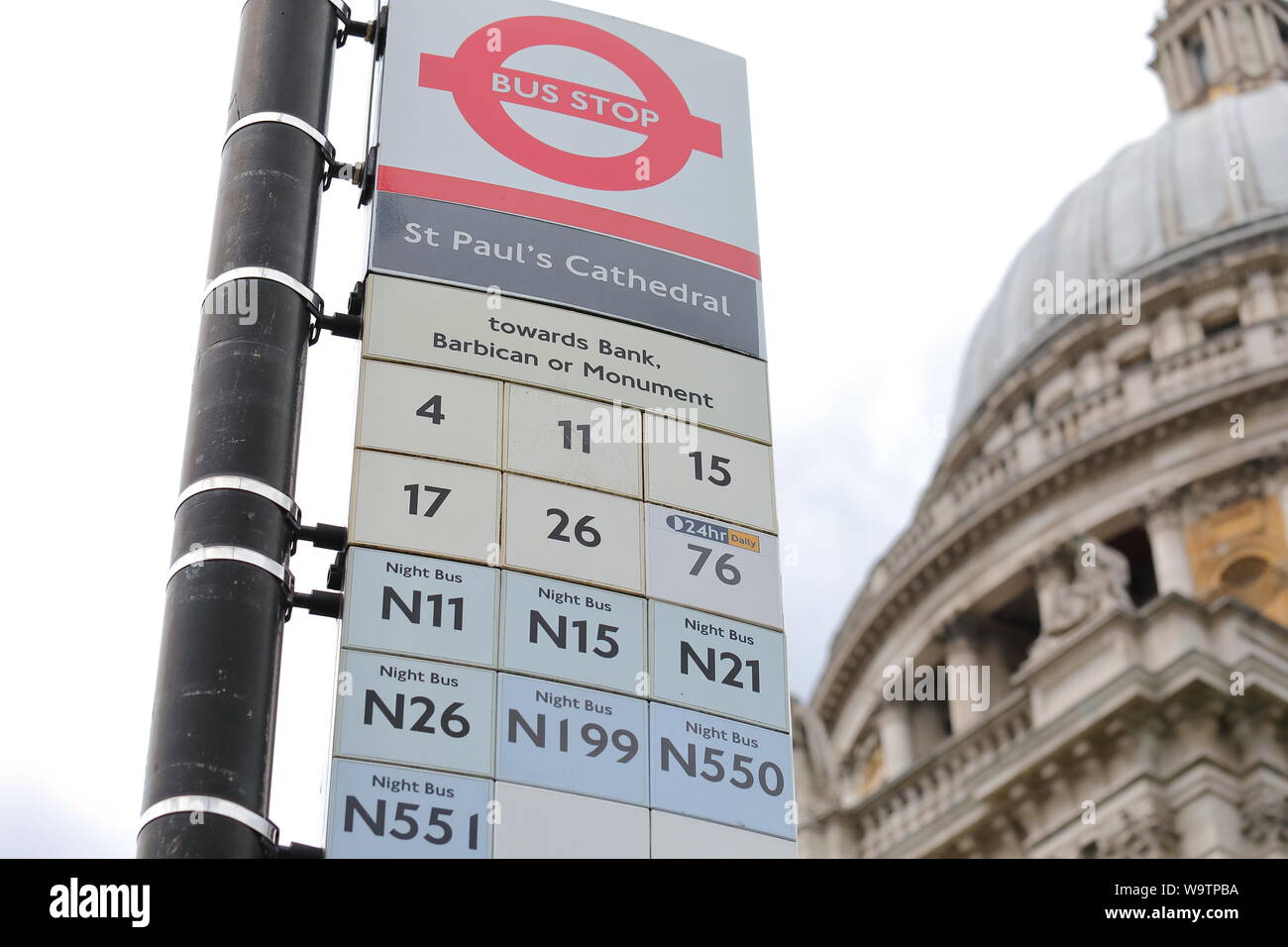 Bus stop displays bus numbers in London UK Stock Photo - Alamy