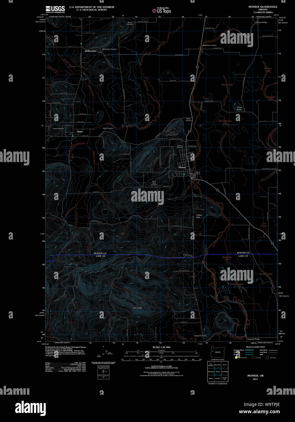 Monroe oregon map hi-res stock photography and images - Alamy