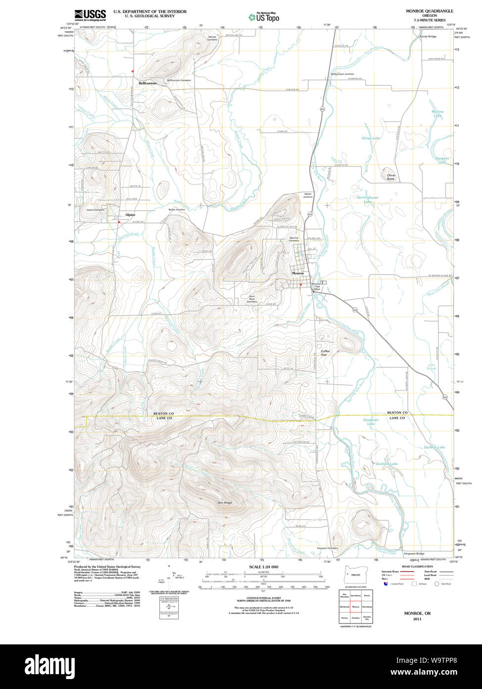 Monroe oregon map hi-res stock photography and images - Alamy