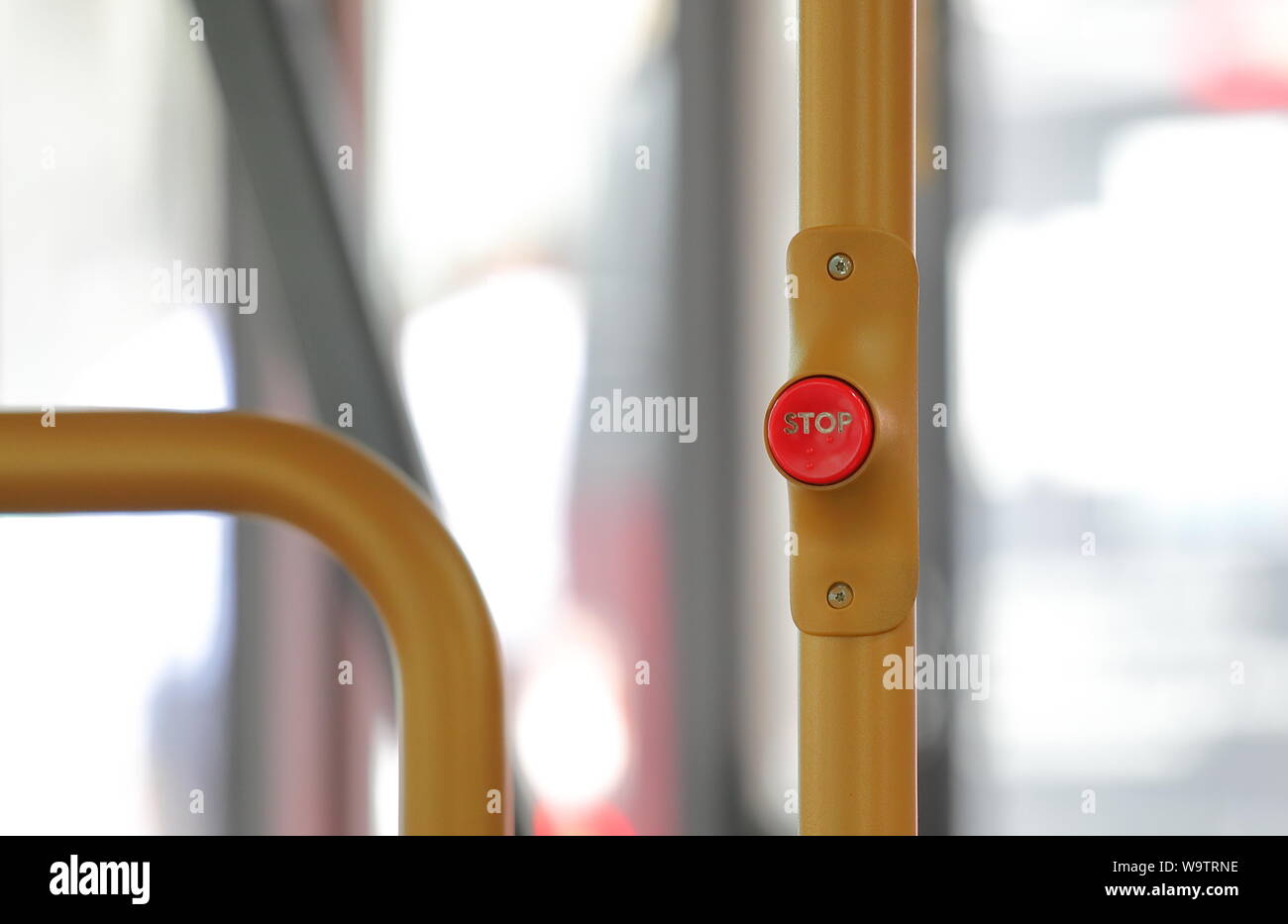 Bus stop button London UK Stock Photo - Alamy