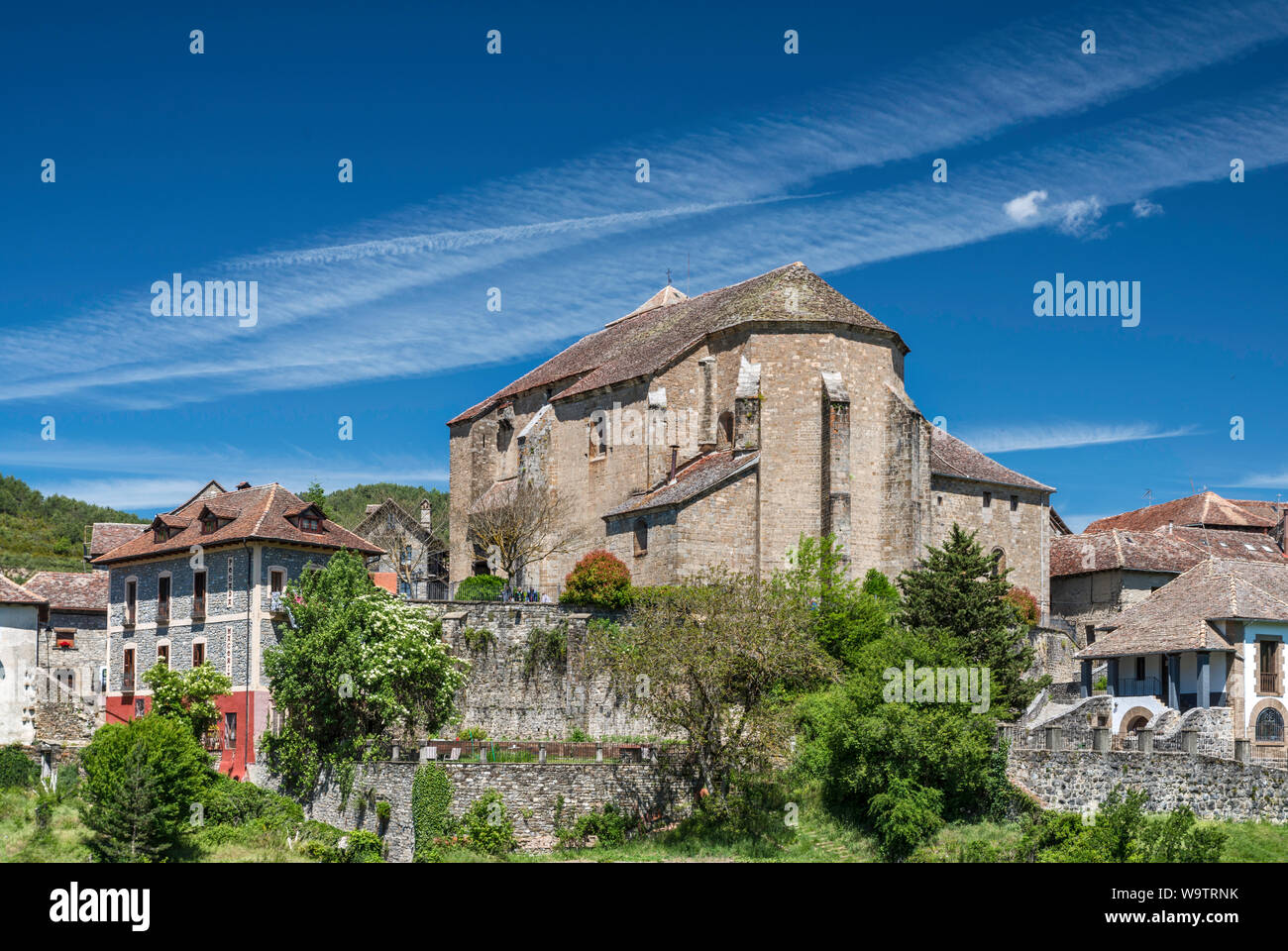Iglesia de San Pedro, 16th century, church in Anso, Pyrenees, Huesca ...