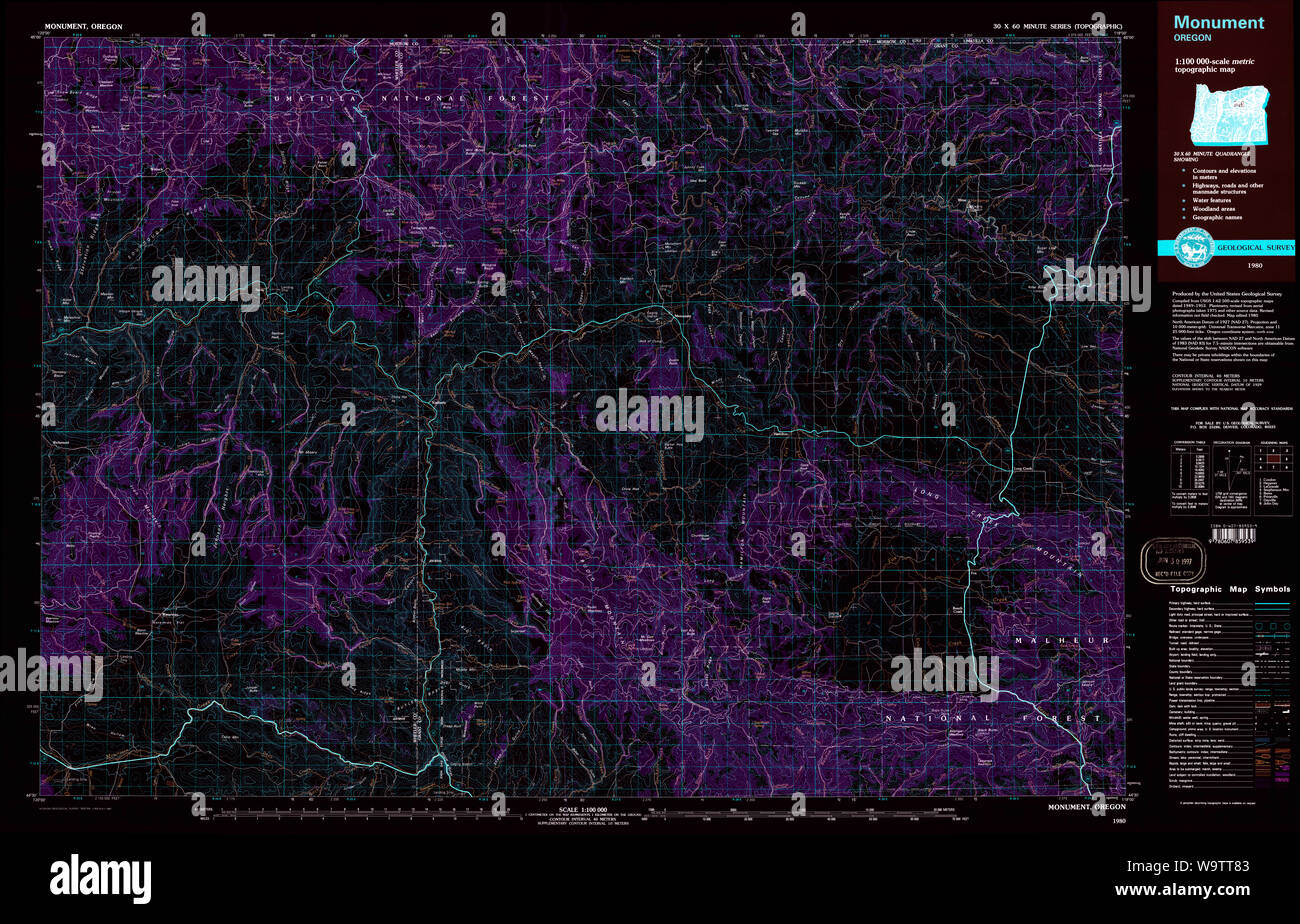 Map of monument oregon hi-res stock photography and images - Alamy