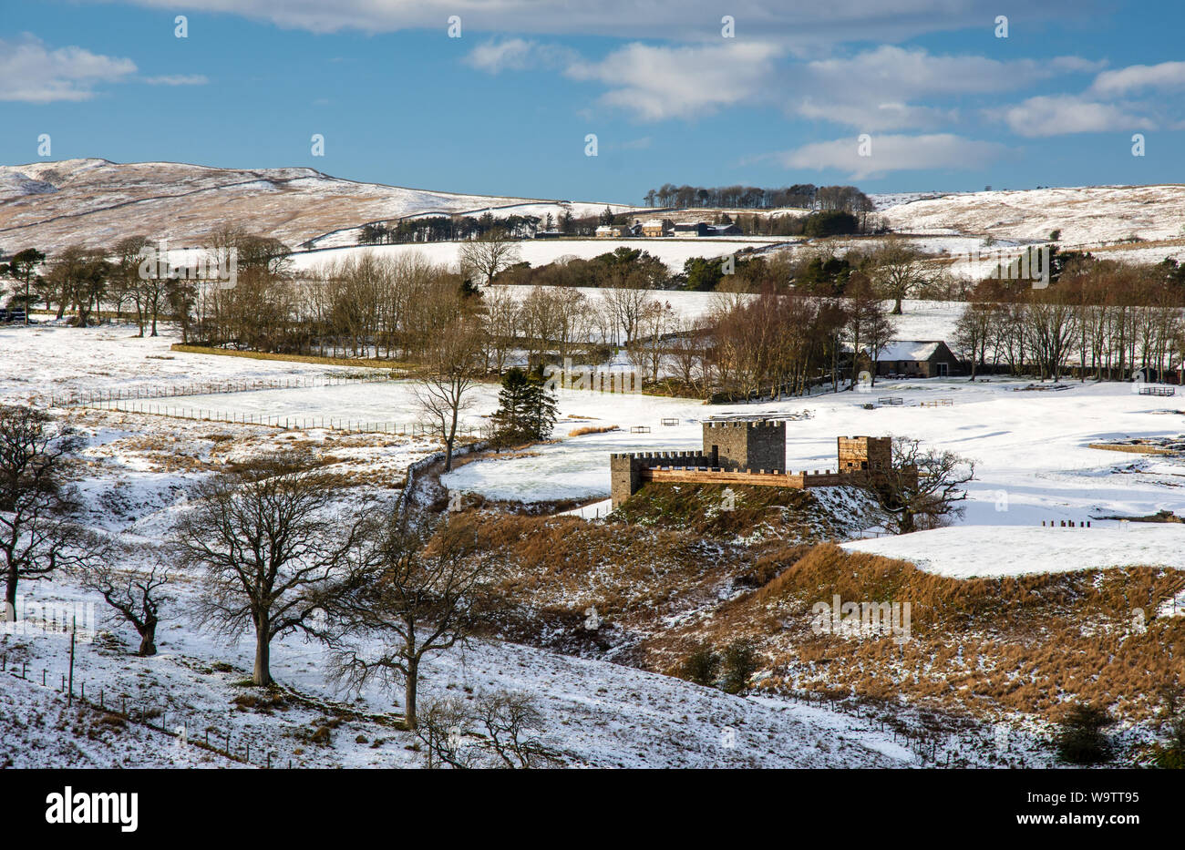 Snow lies on the Roman Vindolanda fort near the route of Hadrian's Wall ...