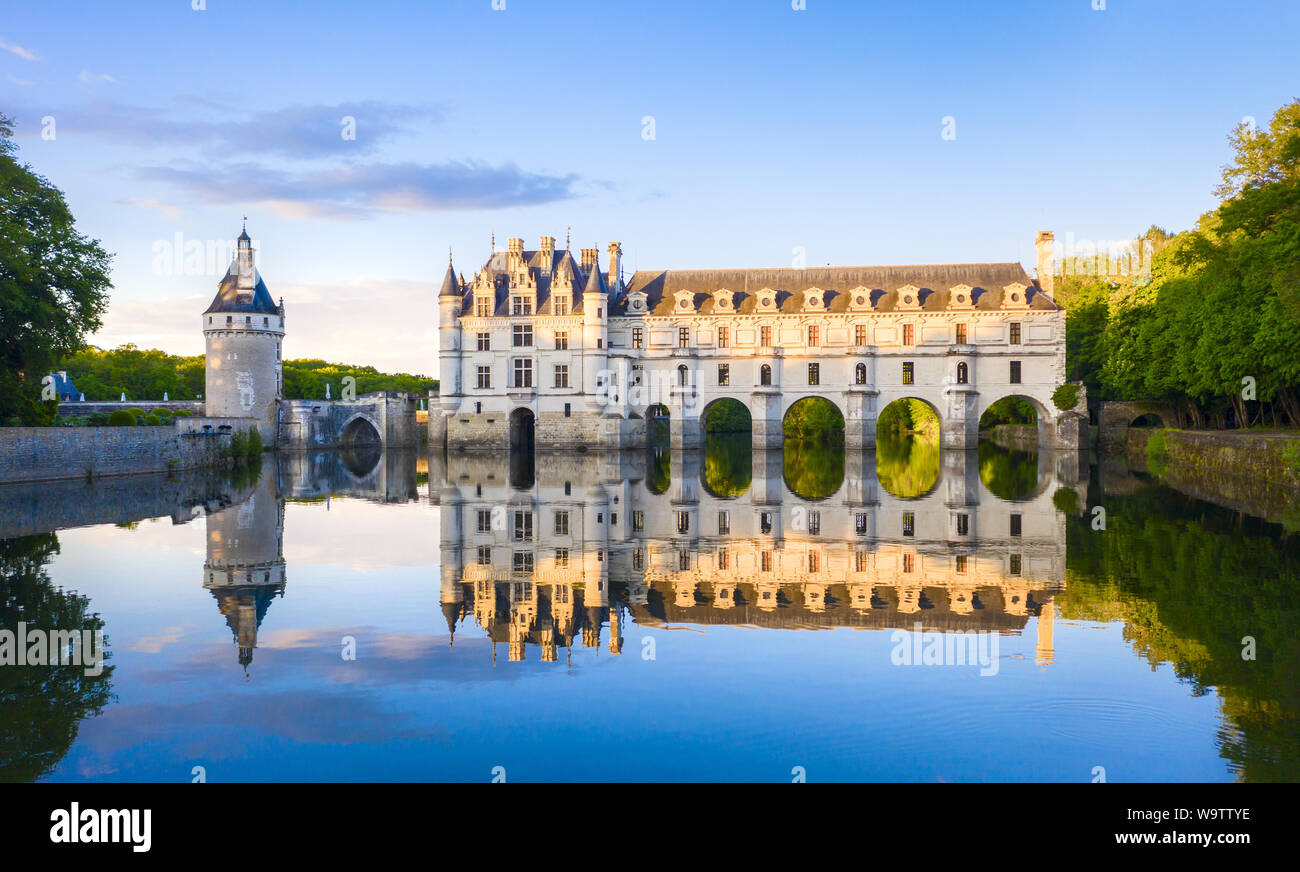 Chateau de Chenonceau is a french castle spanning the River Cher near ...