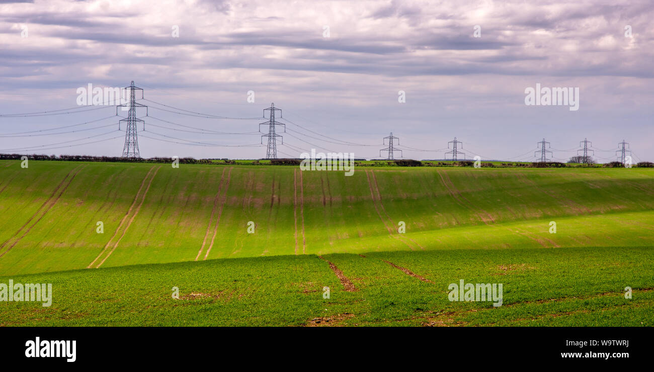 Electricity pylon power lines field hi-res stock photography and images ...