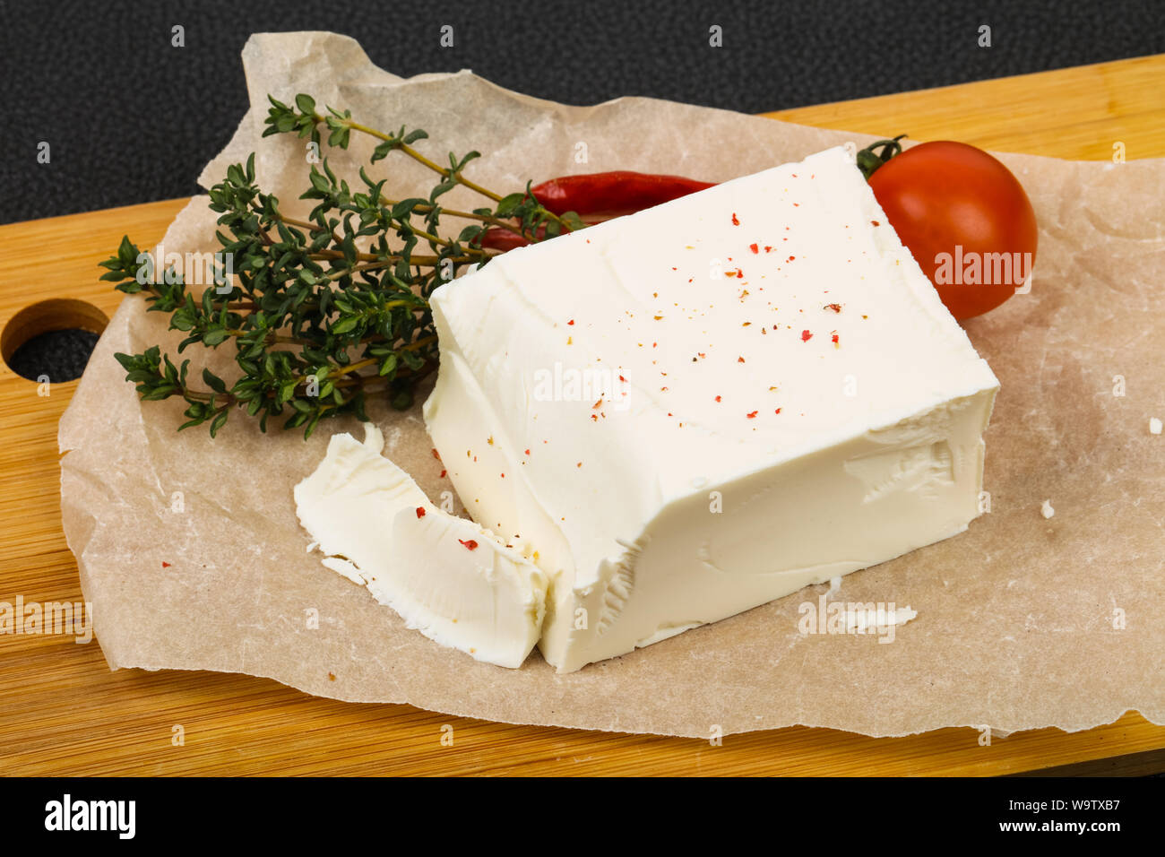 Traditional Feta Cheese served thyme Stock Photo - Alamy