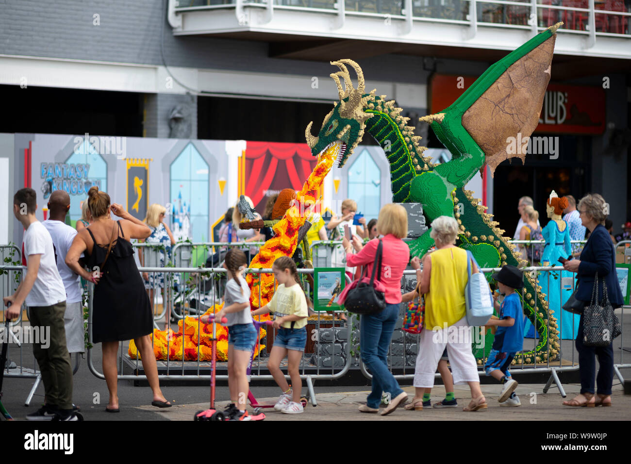 LEGO mystical creatures at Mermaid Quay in Cardiff Bay, Wales, UK Stock ...