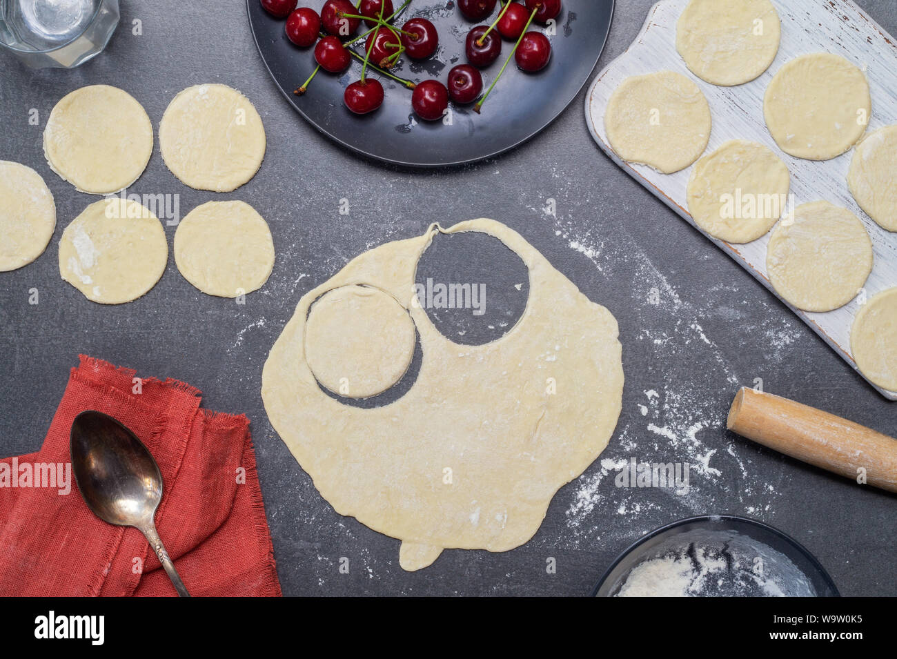 Cooking Dumplings. Ukrainian traditional cuisine. Top view Stock Photo ...