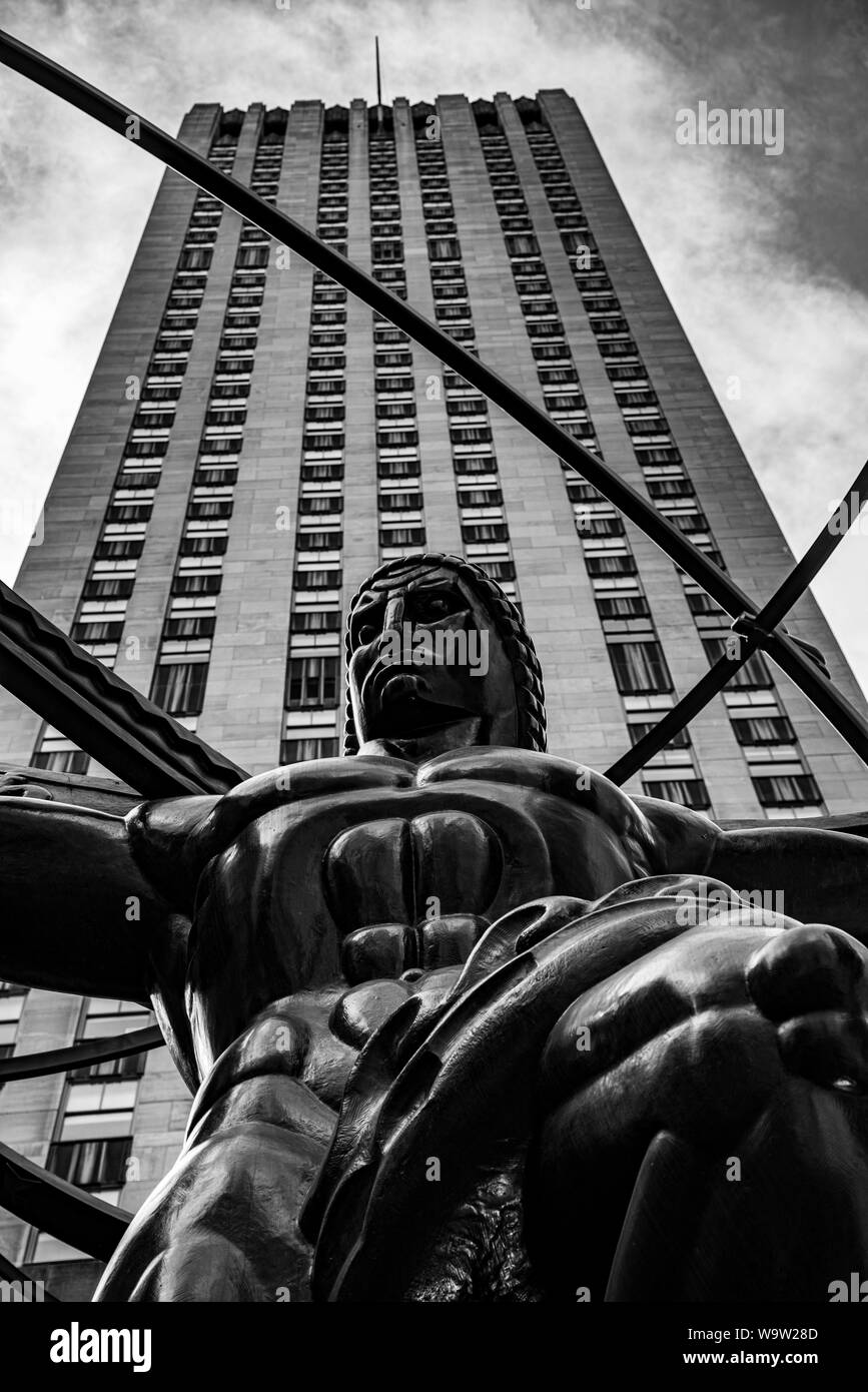 The statue of Atlas is located on the fifth avenue of NYC by the ...