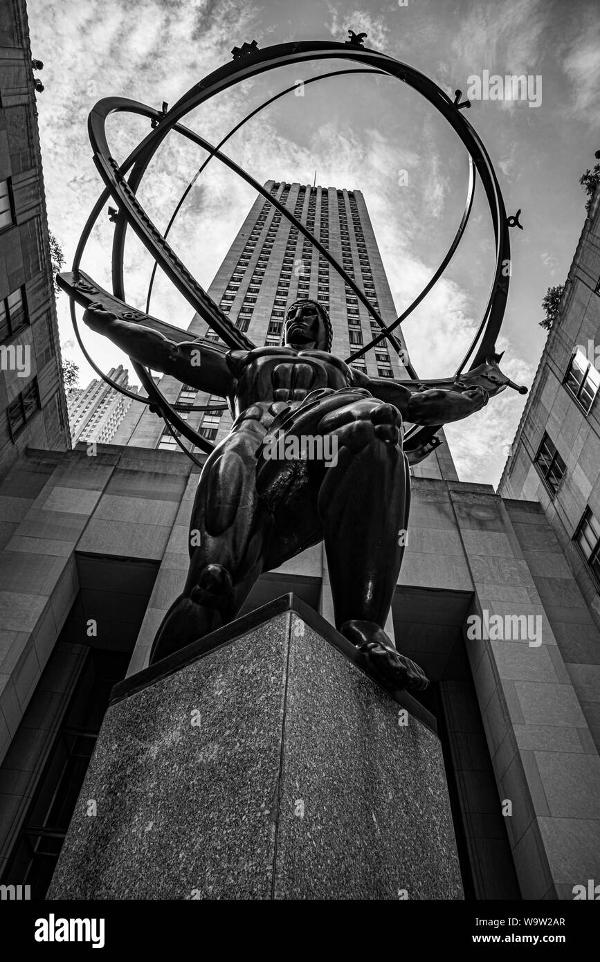 The statue of Atlas is located on the fifth avenue of NYC by the ...