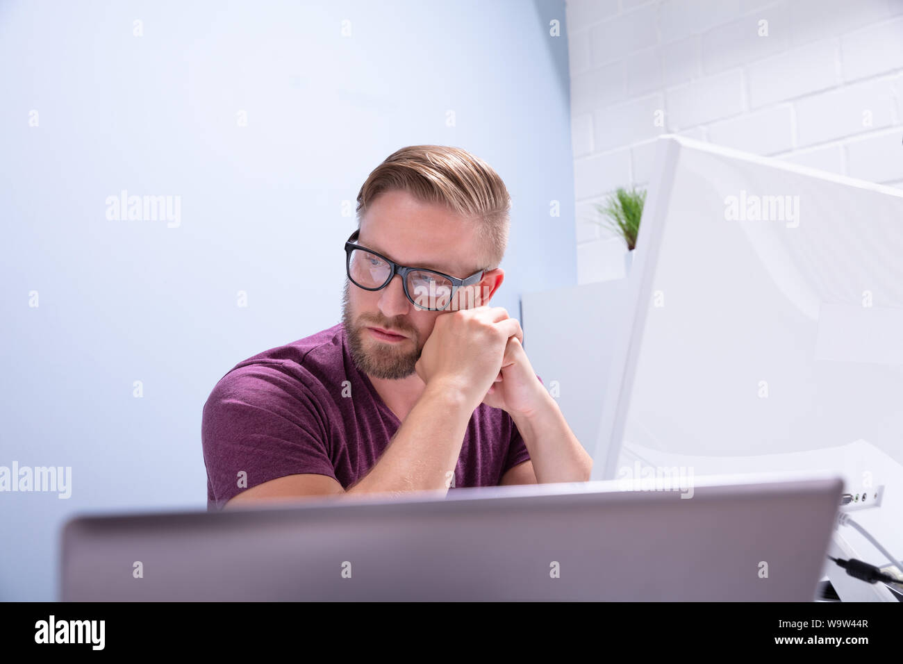 Guy sad in front of his computer hi-res stock photography and images ...