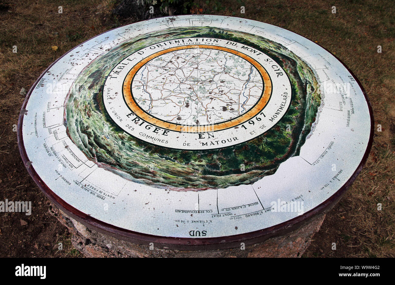 orientation table Mont Saint-Cyr Montmelard France Stock Photo - Alamy