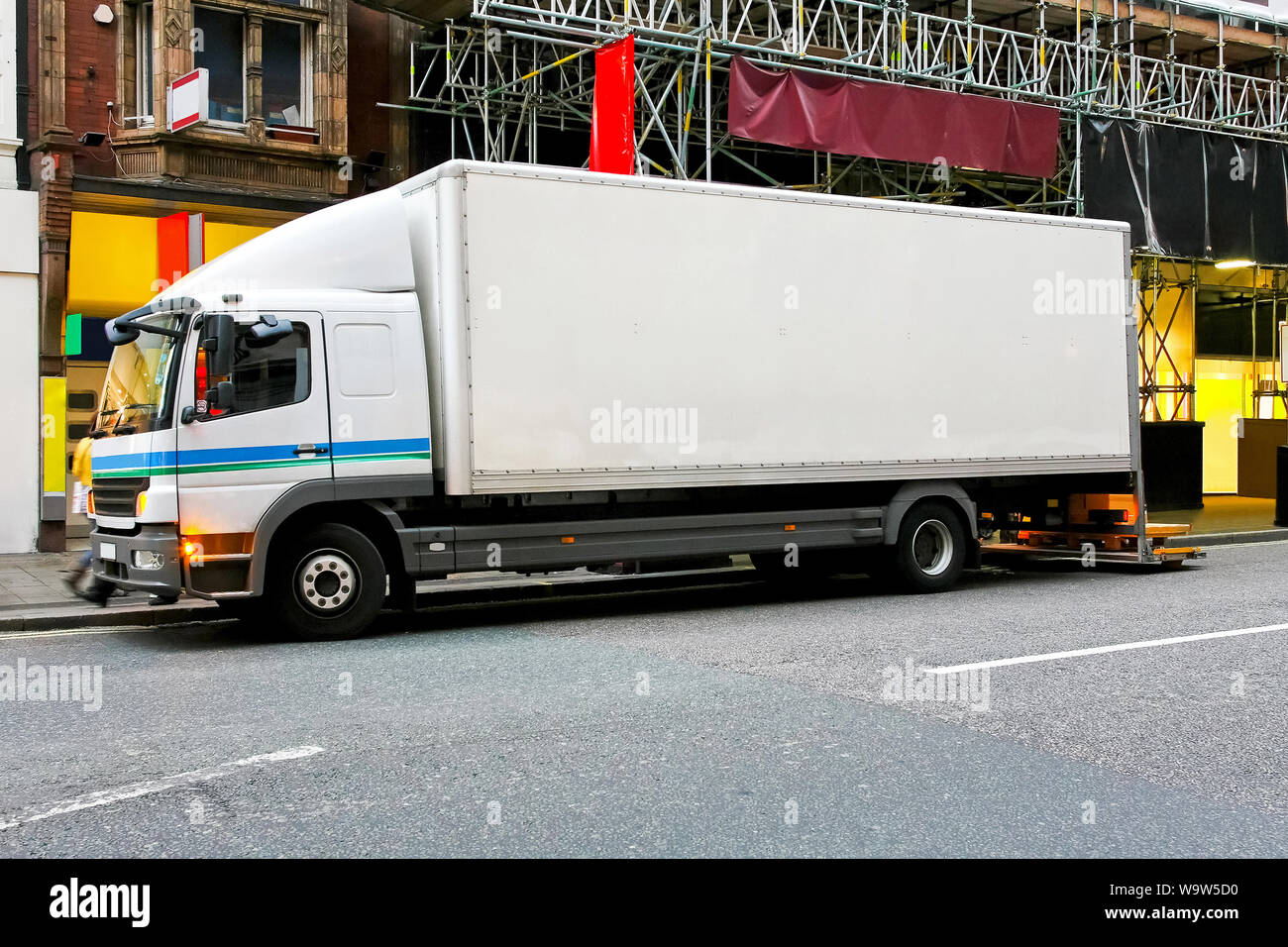 Big white truck delivery at London streets Stock Photo - Alamy