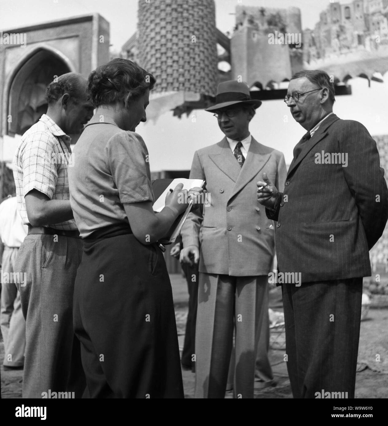 MICHAEL POWELL ALEXANDER KORDA and MILES MALLESON on set THE THIEF OF ...