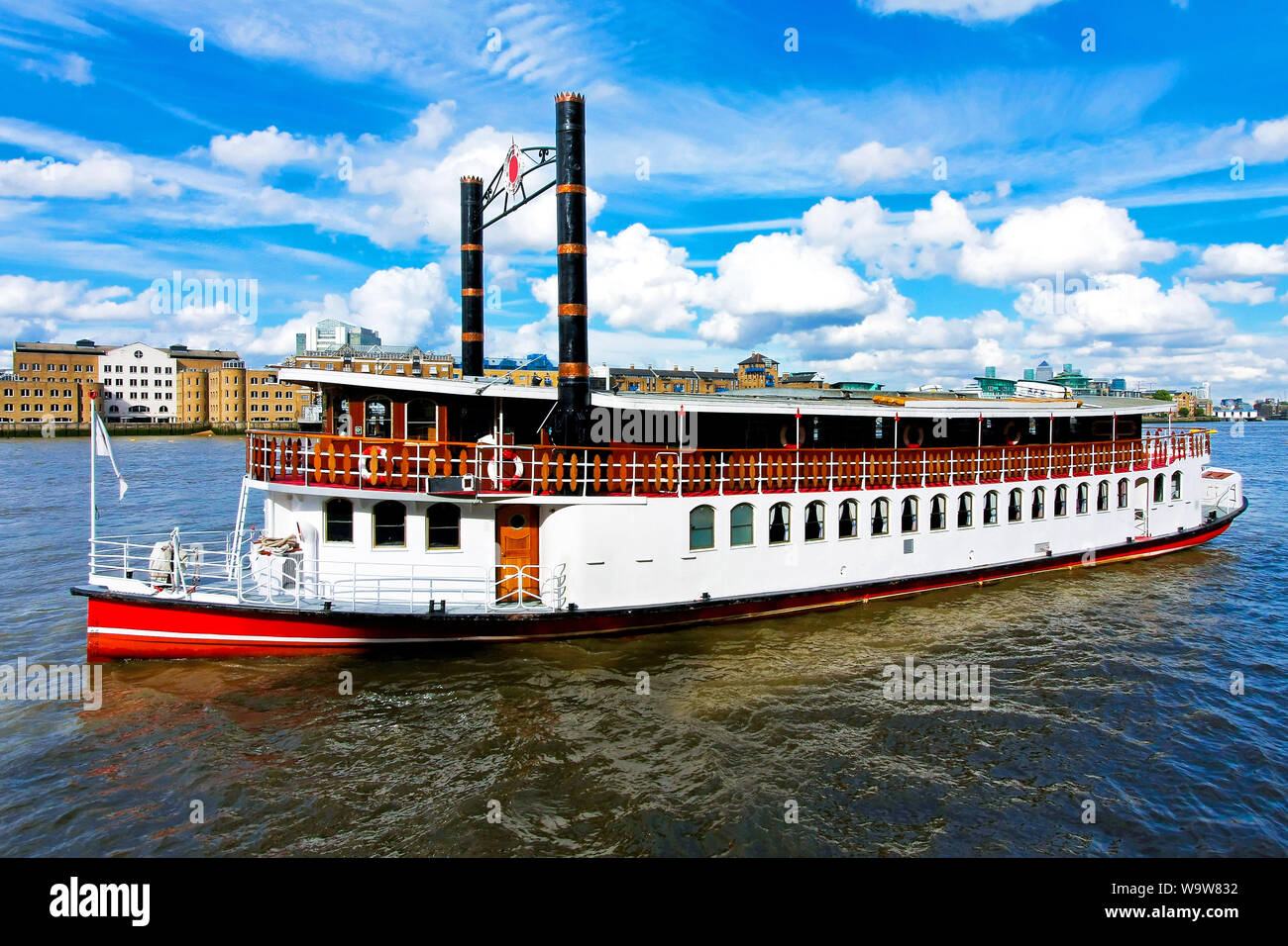 Retro style steam boat at river Thames Stock Photo - Alamy