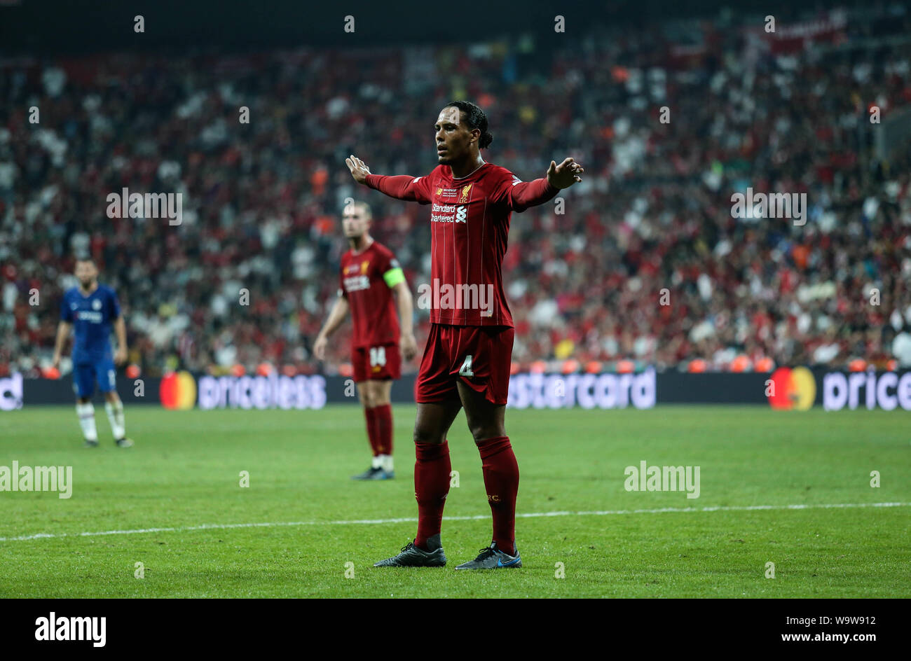 Virgil van Dijk of Liverpool in action during the UEFA Super Cup match ...