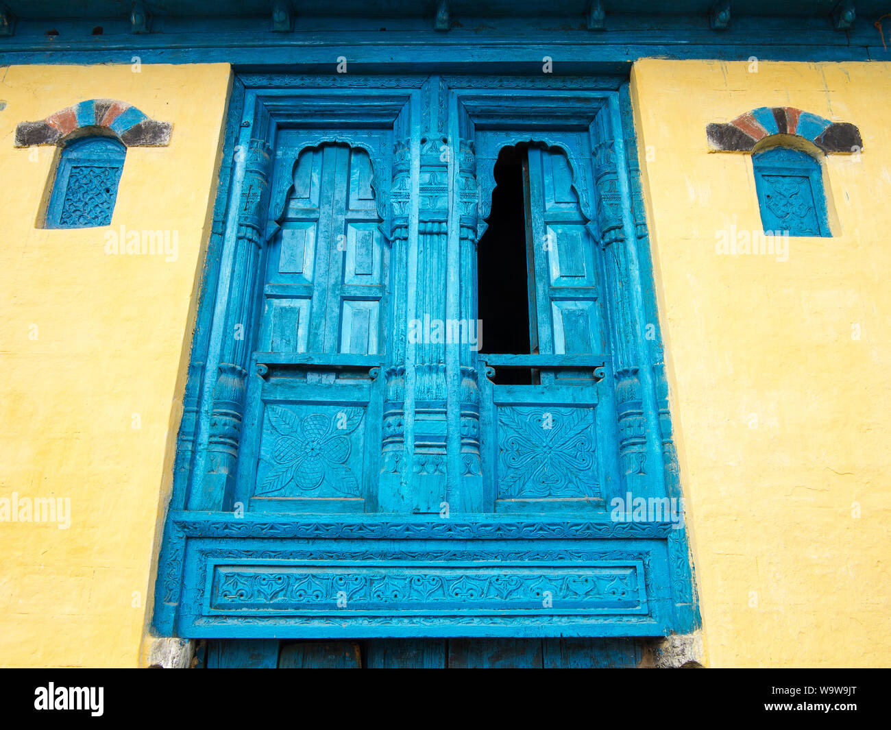 Typical window on a kumaoni house at Sanouli village, Kumaon Hills ...