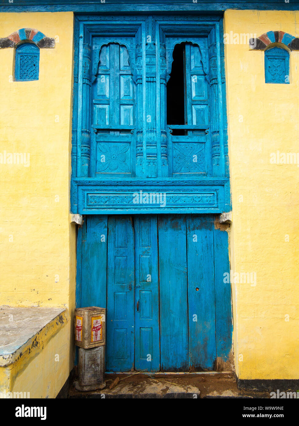 Typical window on a kumaoni house at Sanouli village, Kumaon Hills ...