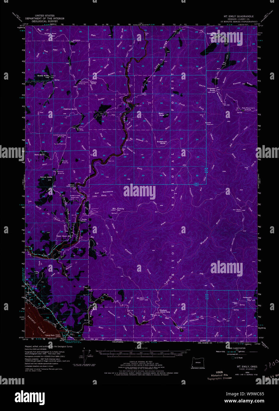 USGS Topo Map Oregon Mt Emily 282743 1954 62500 Inverted Restoration ...