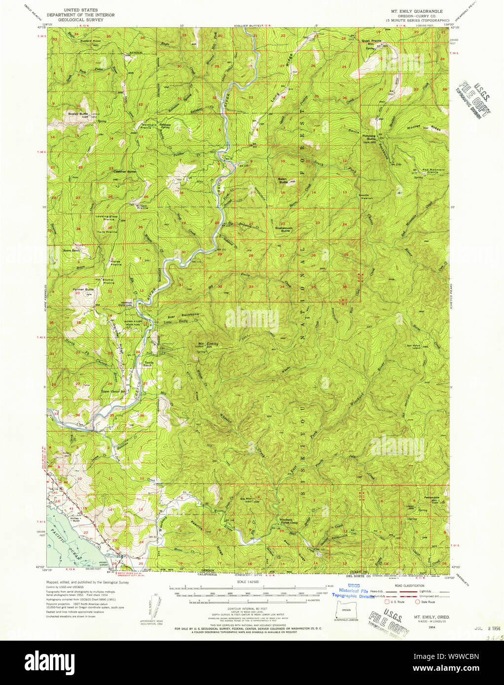 USGS Topo Map Oregon Mt Emily 282745 1954 62500 Restoration Stock Photo ...