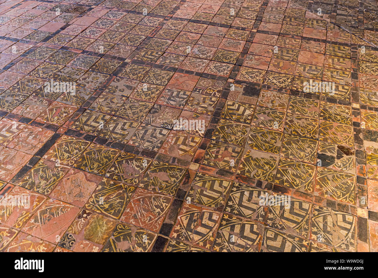 13th century heraldic tiles in the former refectory at Cleeve Abbey in ...