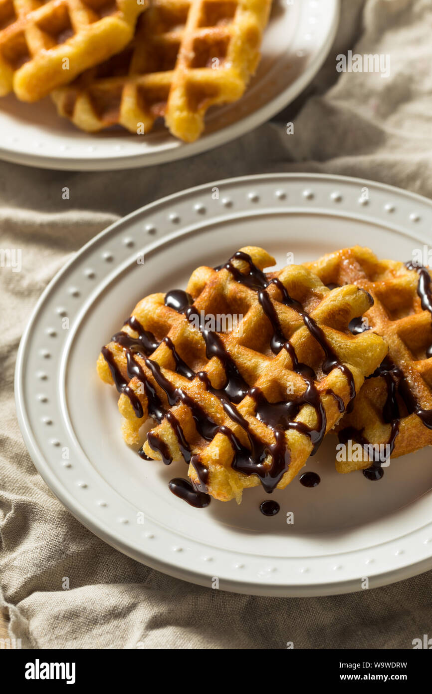 Homemade Belgian Sugar Waffles Ready to Eat Stock Photo - Alamy