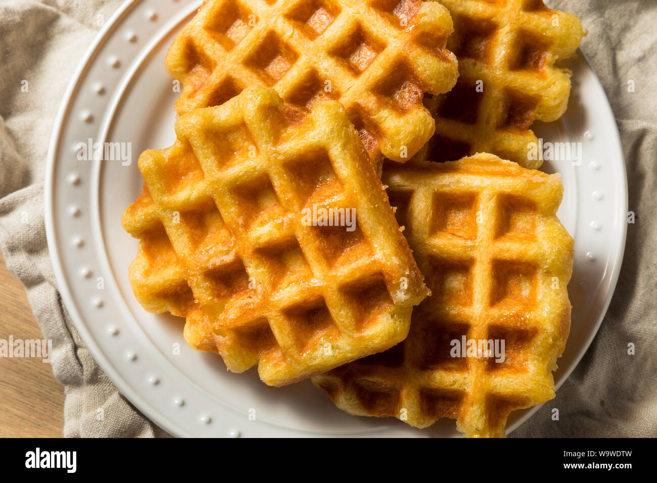Homemade Belgian Sugar Waffles Ready to Eat Stock Photo - Alamy