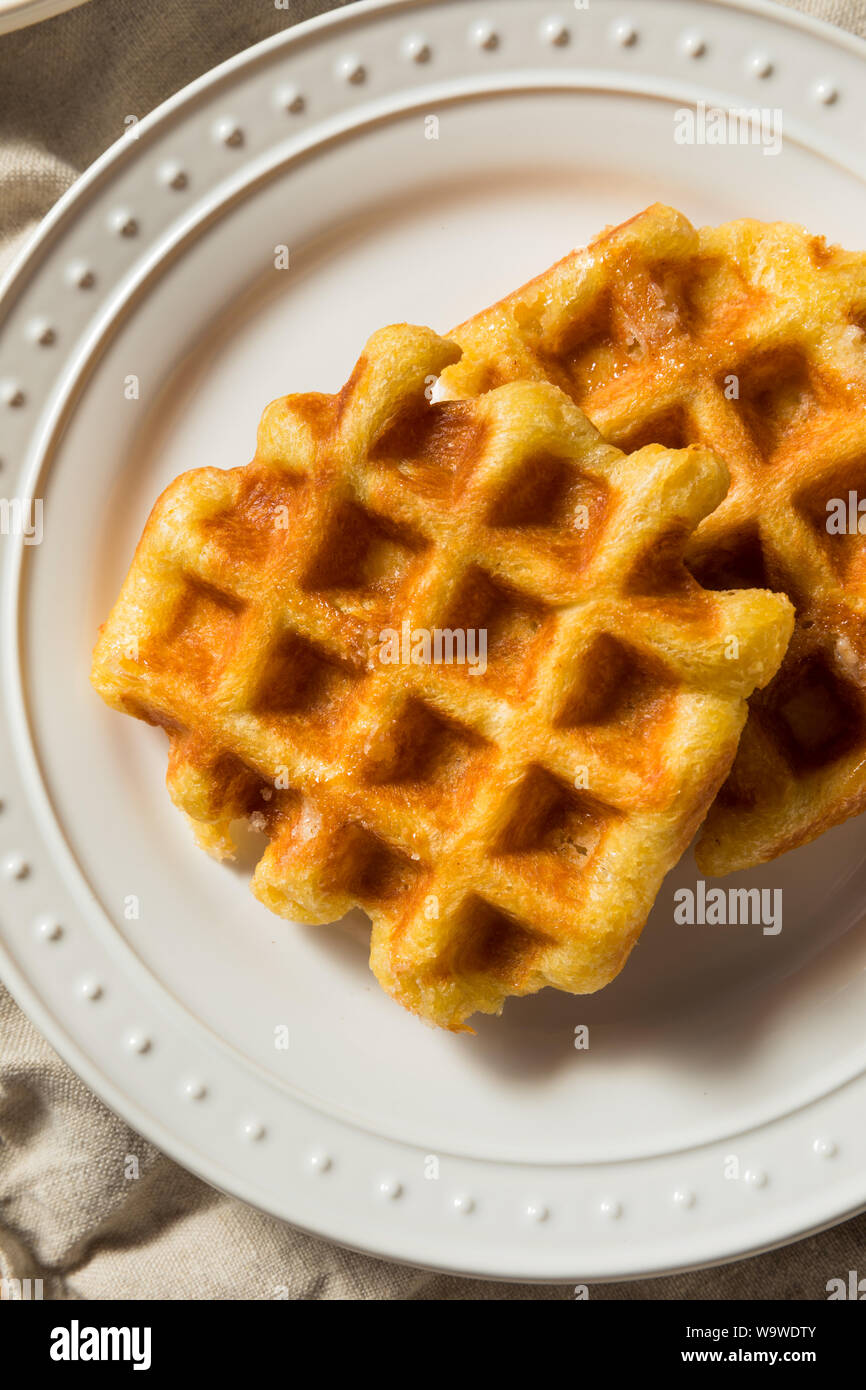 Homemade Belgian Sugar Waffles Ready to Eat Stock Photo - Alamy