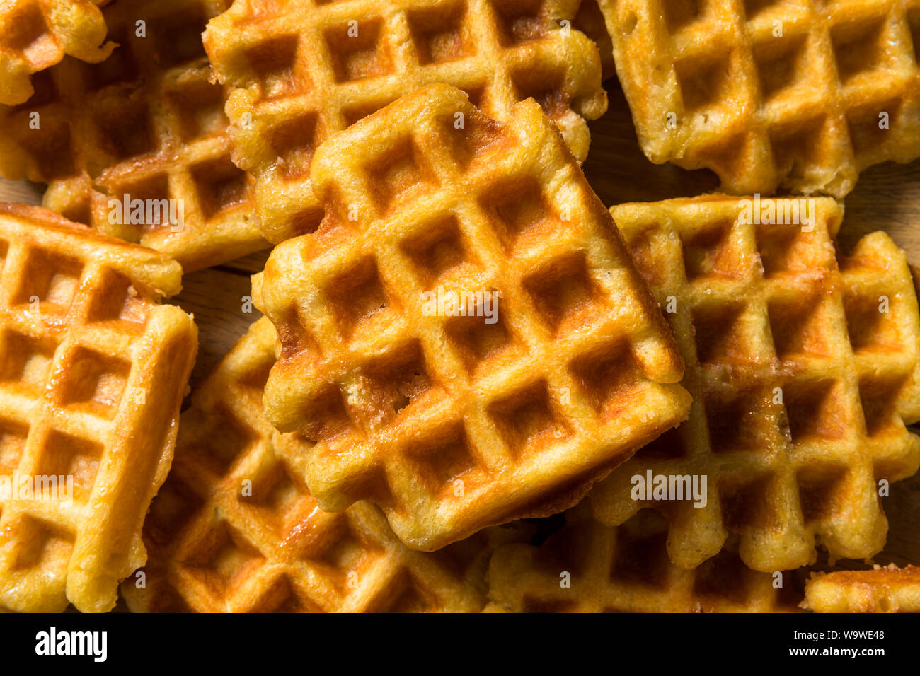 Homemade Belgian Sugar Waffles Ready to Eat Stock Photo - Alamy